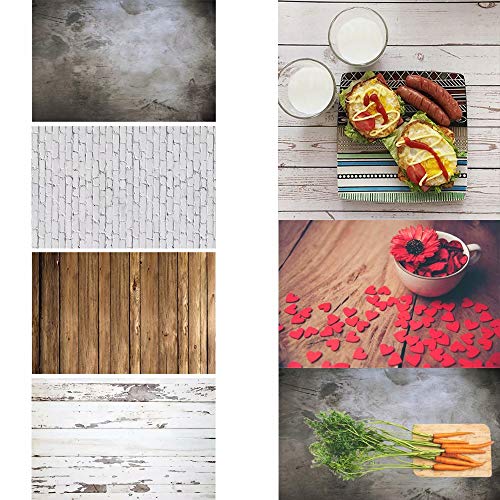 2 Pieces 4 Patterns Photographic Background Grunge Brick Cement Wall Background Food Photography Backdrop Blogger Shot Cosmetic Photo Flat Lay Backdrop ins Style Wood Textures Board Video Background