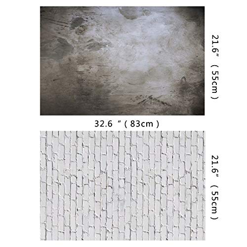 2 Pieces 4 Patterns Photographic Background Grunge Brick Cement Wall Background Food Photography Backdrop Blogger Shot Cosmetic Photo Flat Lay Backdrop ins Style Wood Textures Board Video Background