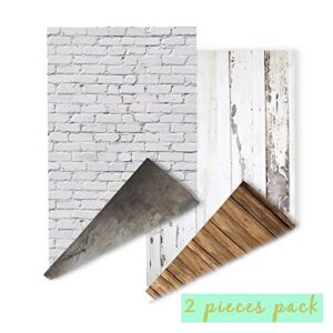 2 Pieces 4 Patterns Photographic Background Grunge Brick Cement Wall Background Food Photography Backdrop Blogger Shot Cosmetic Photo Flat Lay Backdrop ins Style Wood Textures Board Video Background