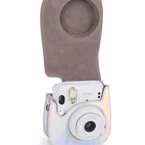 Phetium Instant Camera Case Compatible with Instax Mini 11,PU Leather Bag with Pocket and Adjustable Shoulder Strap (Magic Silver)