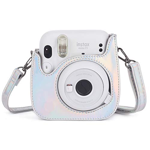 Phetium Instant Camera Case Compatible with Instax Mini 11,PU Leather Bag with Pocket and Adjustable Shoulder Strap (Magic Silver)