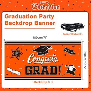 Graduation Backdrop Banner Orange Large Congrats Grad Party Supplies Decorations Photography Background for 2022 Graduation Party