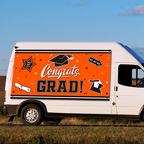 Graduation Backdrop Banner Orange Large Congrats Grad Party Supplies Decorations Photography Background for 2022 Graduation Party