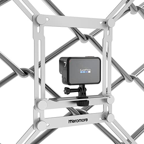 Meromore Fence Mount - Action Camera Aluminum Fence Mount for GoPro, iPhone, Phones, Digital Camera, Ideal Backstop Camera Fence Clip for Recording Baseball, Softball, Football Games