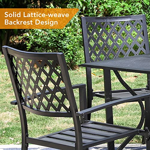 PHI VILLA 300lbs Wrought Iron Outdoor Patio Bistro Chairs with Armrest for Garden,Backyard - 2 Pack