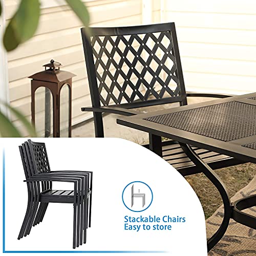 PHI VILLA 300lbs Wrought Iron Outdoor Patio Bistro Chairs with Armrest for Garden,Backyard - 2 Pack