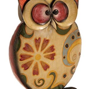 Deco 79 Metal Owl Indoor Outdoor Garden Sculpture with Floral Pattern, 8" x 4" x 11", Yellow