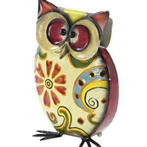 Deco 79 Metal Owl Indoor Outdoor Garden Sculpture with Floral Pattern, 8" x 4" x 11", Yellow