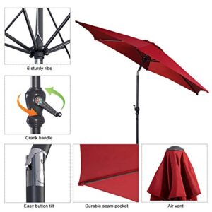 10Ft Outdoor Patio Umbrella Market Table Umbrella with Crank&Strong Steel Ribs for Garden Pool Deck Patio Beach Backyard,Burgundy