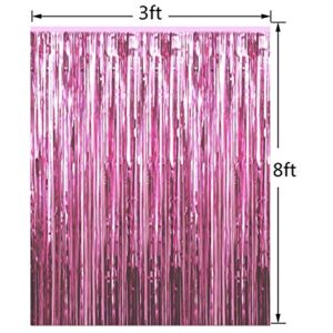 Fecedy 2pcs 3ft x 8.3ft Light Pink Metallic Tinsel Foil Fringe Curtains Photo Booth Props for Birthday Wedding Engagement Bridal Shower Baby Shower Bachelorette Holiday Celebration Party Decorations