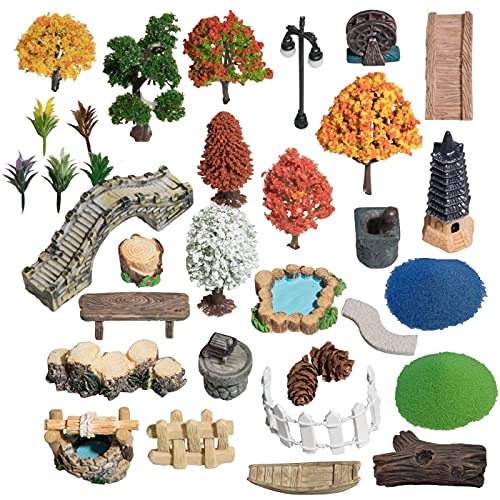 Miniature Fairy Garden Accessories Outdoor, Terrarium Fairy Garden Supplies Kit, Zen Garden Accessories, Tiny Figurines Set, Micro Ornaments Kit, Miniatures Dollhouse Decorating, Japanese Desk Top