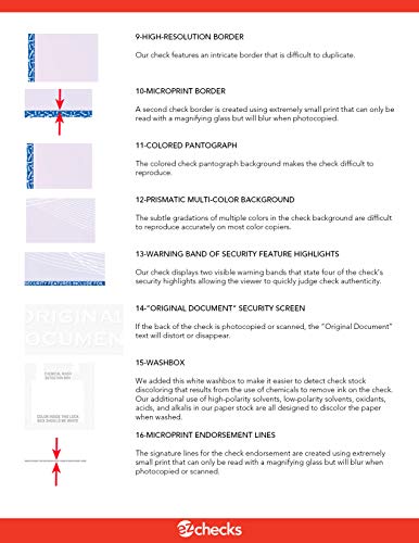 EZ Checks 3 Checks Per Page Hologram High Security Laser Check Stock | 150 Sheets/450 Checks | Blue/Maroon