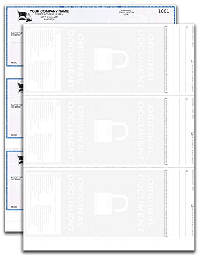 EZ Checks 3 Checks Per Page Hologram High Security Laser Check Stock | 150 Sheets/450 Checks | Blue/Maroon