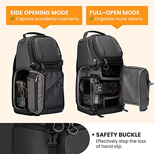 TARION Camera Sling Bag DSLR Sling Backpack for Photographers with Waterproof Rain Cover Tripod Holder Sling Pack Camera Bag Backpack Photography Slingpack Crossbody Bag for Hiking Travel Black TRS