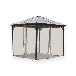 garden lucky replacement gazebo mosquito netting 4 panels for patio garden backyard (10’x10′, beige, only netting)