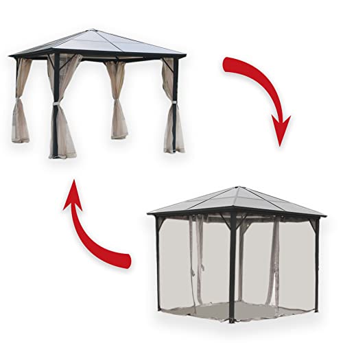 Garden lucky Replacement Gazebo Mosquito Netting 4 Panels for Patio Garden Backyard (10'x10', Beige, Only Netting)