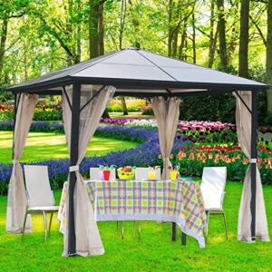 Garden lucky Replacement Gazebo Mosquito Netting 4 Panels for Patio Garden Backyard (10'x10', Beige, Only Netting)