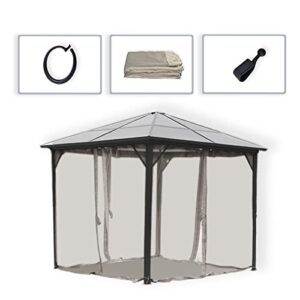 Garden lucky Replacement Gazebo Mosquito Netting 4 Panels for Patio Garden Backyard (10'x10', Beige, Only Netting)