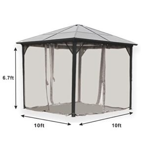 Garden lucky Replacement Gazebo Mosquito Netting 4 Panels for Patio Garden Backyard (10'x10', Beige, Only Netting)