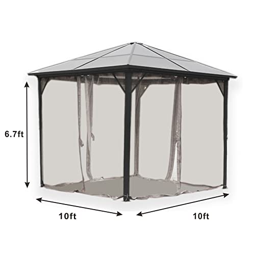 Garden lucky Replacement Gazebo Mosquito Netting 4 Panels for Patio Garden Backyard (10'x10', Beige, Only Netting)