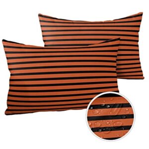 Halloween Pillow Covers Simple Stripe Halloween Lumbar Throw Pillow Cover for Patio Furniture Geometric Pattern Outdoor Waterproof Pillowcases Set of 2 Cushion Case for Sofa Couch Chair 20x12in