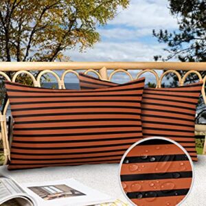 Halloween Pillow Covers Simple Stripe Halloween Lumbar Throw Pillow Cover for Patio Furniture Geometric Pattern Outdoor Waterproof Pillowcases Set of 2 Cushion Case for Sofa Couch Chair 20x12in