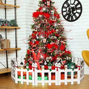 Christmas Wooden Picket Fence Wood Christmas Tree Fence Decoration Snowman Flexible Mini Fence Indoor Garden Decoration Fence for Holiday Office Home Wedding Party Decor (Classic Style, 4 Pieces)