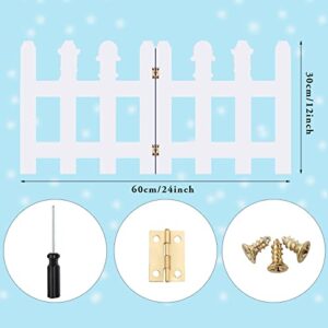 Christmas Wooden Picket Fence Wood Christmas Tree Fence Decoration Snowman Flexible Mini Fence Indoor Garden Decoration Fence for Holiday Office Home Wedding Party Decor (Classic Style, 4 Pieces)