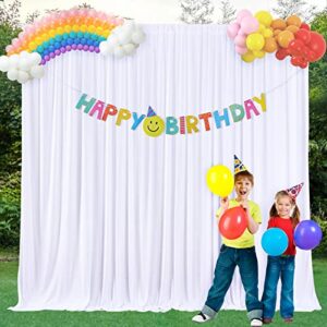 White Backdrop Curtain for Parties Wedding Wrinkle Free White Photo Curtains Backdrop Drapes Fabric Decoration for Baby Shower 5ft x 7ft,2 Panels