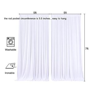 White Backdrop Curtain for Parties Wedding Wrinkle Free White Photo Curtains Backdrop Drapes Fabric Decoration for Baby Shower 5ft x 7ft,2 Panels