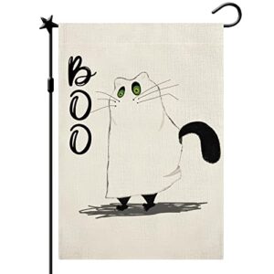 cmegke cute halloween ghost garden flag halloween boo garden flag halloween cat garden flag halloween yard flag double sided burlap holiday halloween farmhouse home outdoor yard decor 12.5 x 18 in