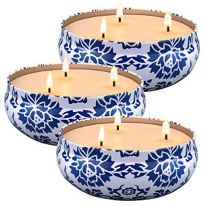 hausware citronella candles outdoor & indoor – large 13.5 oz scented candles set 3 pack natural soy wax citronella candles for garden patio yard home balcony camping backyard