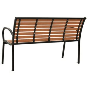 Festnight 3-Seater Patio Bench Garden Bench,Outdoor Bench with Backrest Armrests for Garden, Lawn and Yard 49.2” Steel and WPC Black and Brown