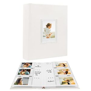 photo album for fujifilm instax mini camera, polaroid camera, instax photo album with memo areas, 180 pockets 2×3 photo album with writing space for instax mini 12 11 40 9 7+ evo liplay camera,white