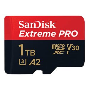 sandisk 1tb quick flow technology extreme pro microsd with adapter c10, u3, v30, a2, 200mb read speed 140 mb write speed uhs-i card