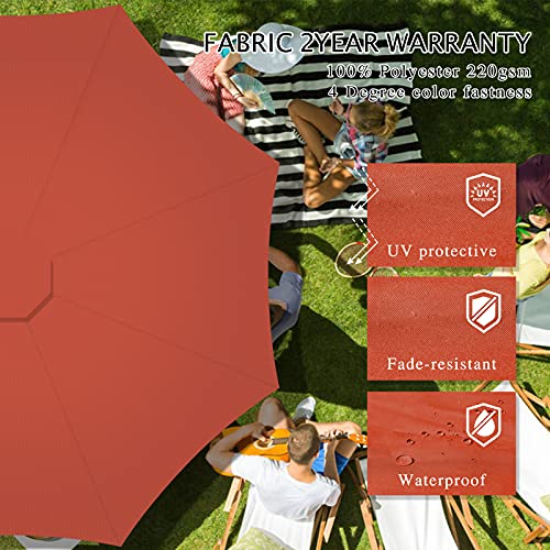 Jardin-Monde 10ft Offset Hanging Patio Umbrella, Outdoor Deck Cantilever Umbrella for Backyard, Garden, Poolside, Lawn, Crank Lift & Cross Base, 8 Ribs, Easy Tilt Adjustment-RED