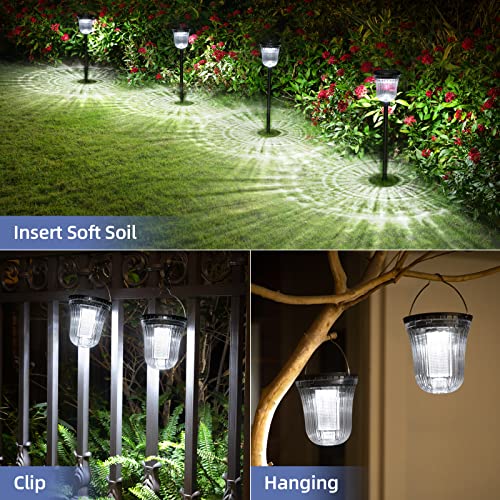 WTGEGF Solar Pathway Lights Outdoor, 4 Pack 200 Lumens Landscape Path Lights, IP65 Waterproof Warm/White Solar Driveway Lights, Long Lasting LED Solar Walkway Back Yard Lights for Garden Lawn Patio