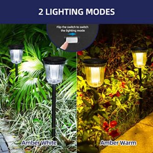 WTGEGF Solar Pathway Lights Outdoor, 4 Pack 200 Lumens Landscape Path Lights, IP65 Waterproof Warm/White Solar Driveway Lights, Long Lasting LED Solar Walkway Back Yard Lights for Garden Lawn Patio