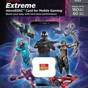 SanDisk 64GB Extreme for Mobile Gaming microSD UHS-I Card - C10, U3, V30, 4K, A2, Micro SD - SDSQXA2-064G-GN6GN