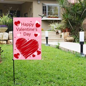 Happy Valentine Garden Flag Double Sided 12 X 18 Inch, Valentines Day Decorations for Garden Valentines Day Party Supplies