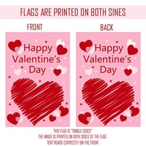 Happy Valentine Garden Flag Double Sided 12 X 18 Inch, Valentines Day Decorations for Garden Valentines Day Party Supplies