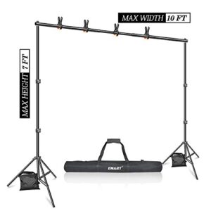 Emart Green Screen Backdrop with Stand Kit, 7 x 10ft Photography Background Support Stand with 6 x 9 100% Cotton Muslin Chromakey Greenscreen for Photo Video Studio YouTube Streaming Equipment