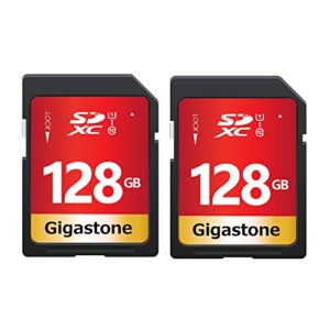 gigastone 128gb 2-pack sd card uhs-i u1 class 10 sdxc memory card high speed full hd video canon nikon sony pentax kodak olympus panasonic digital camera, full size sd card