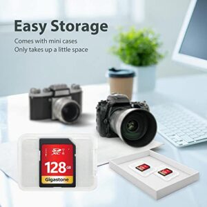 Gigastone 128GB 2-Pack SD Card UHS-I U1 Class 10 SDXC Memory Card High Speed Full HD Video Canon Nikon Sony Pentax Kodak Olympus Panasonic Digital Camera, Full Size SD Card