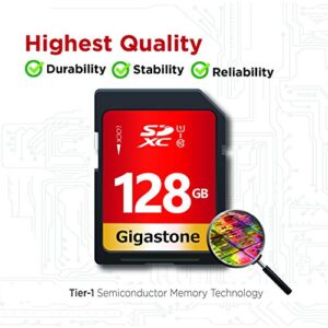 Gigastone 128GB 2-Pack SD Card UHS-I U1 Class 10 SDXC Memory Card High Speed Full HD Video Canon Nikon Sony Pentax Kodak Olympus Panasonic Digital Camera, Full Size SD Card