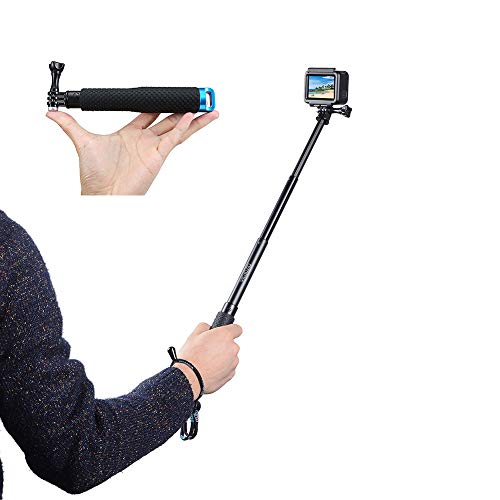 Vicdozia 19'' Extension Selfie Stick, Portable Hand Grip Waterproof Handheld Monopod Adjustable Pole Compatible with GoPro Hero(2018) Hero 10 9 8 7 6 5 4 3 AKASO SJCAM DJI OSMO and More Sports Cameras