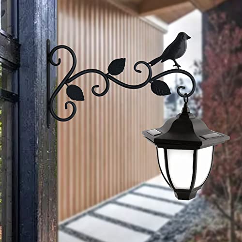 JIALAI HOME 2 Pack Hanging Plants Bracket 12" Bird Planter Outdoor Hooks Hangers for Flower Baskets Pot Bird Feeder Wind Chimes Lanterns Patio Garden Outdoor Indoor Metal Black