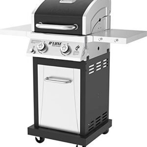 Nexgrill 720-0864RA Premium 2 Burner Propane Barbecue Gas Grill, Outdoor Cooking, Patio, Garden Barbecue Grill, 28000 BTUs, Foldable Side Table, with Full Stainless Steel Control panel