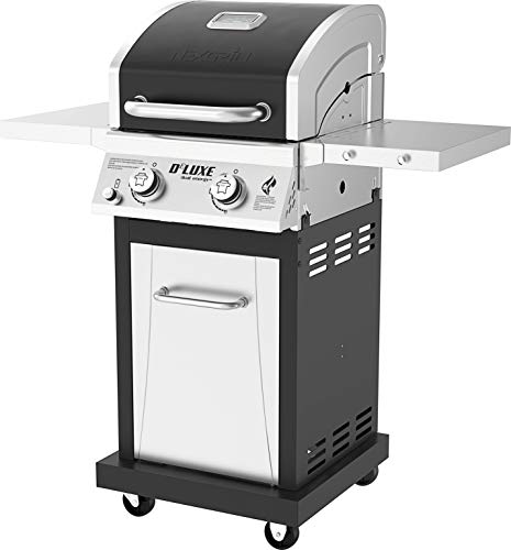 Nexgrill 720-0864RA Premium 2 Burner Propane Barbecue Gas Grill, Outdoor Cooking, Patio, Garden Barbecue Grill, 28000 BTUs, Foldable Side Table, with Full Stainless Steel Control panel