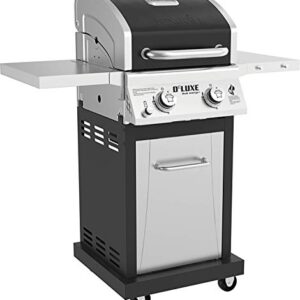 Nexgrill 720-0864RA Premium 2 Burner Propane Barbecue Gas Grill, Outdoor Cooking, Patio, Garden Barbecue Grill, 28000 BTUs, Foldable Side Table, with Full Stainless Steel Control panel